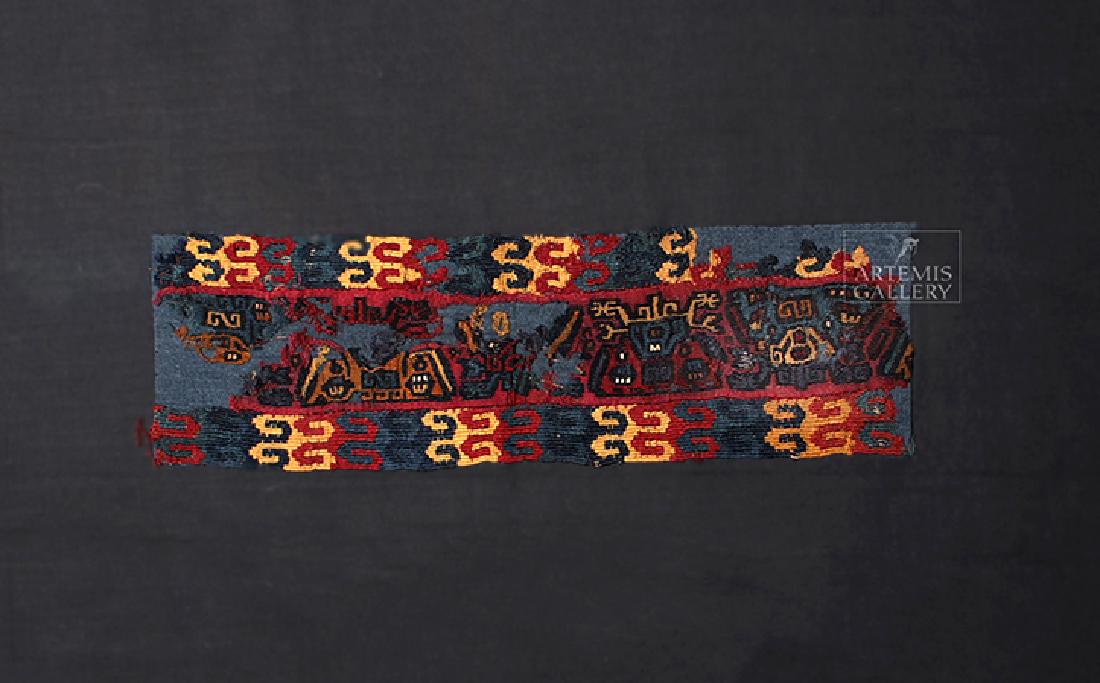 Proto-Nazca Textile Polychrome Fragment, Lightning Gods