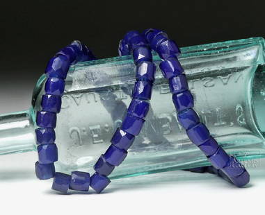 String Of 19th C. Faceted Russian Blue Trade Beads