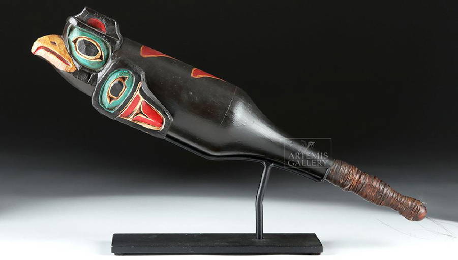 Mid 20th C. Pacific Northwest Salish Wood Dance Rattle