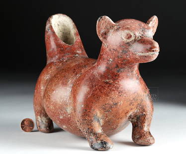 Pre Columbian Redware Pottery Colima Dog Figure Statue 10.5 In. Length