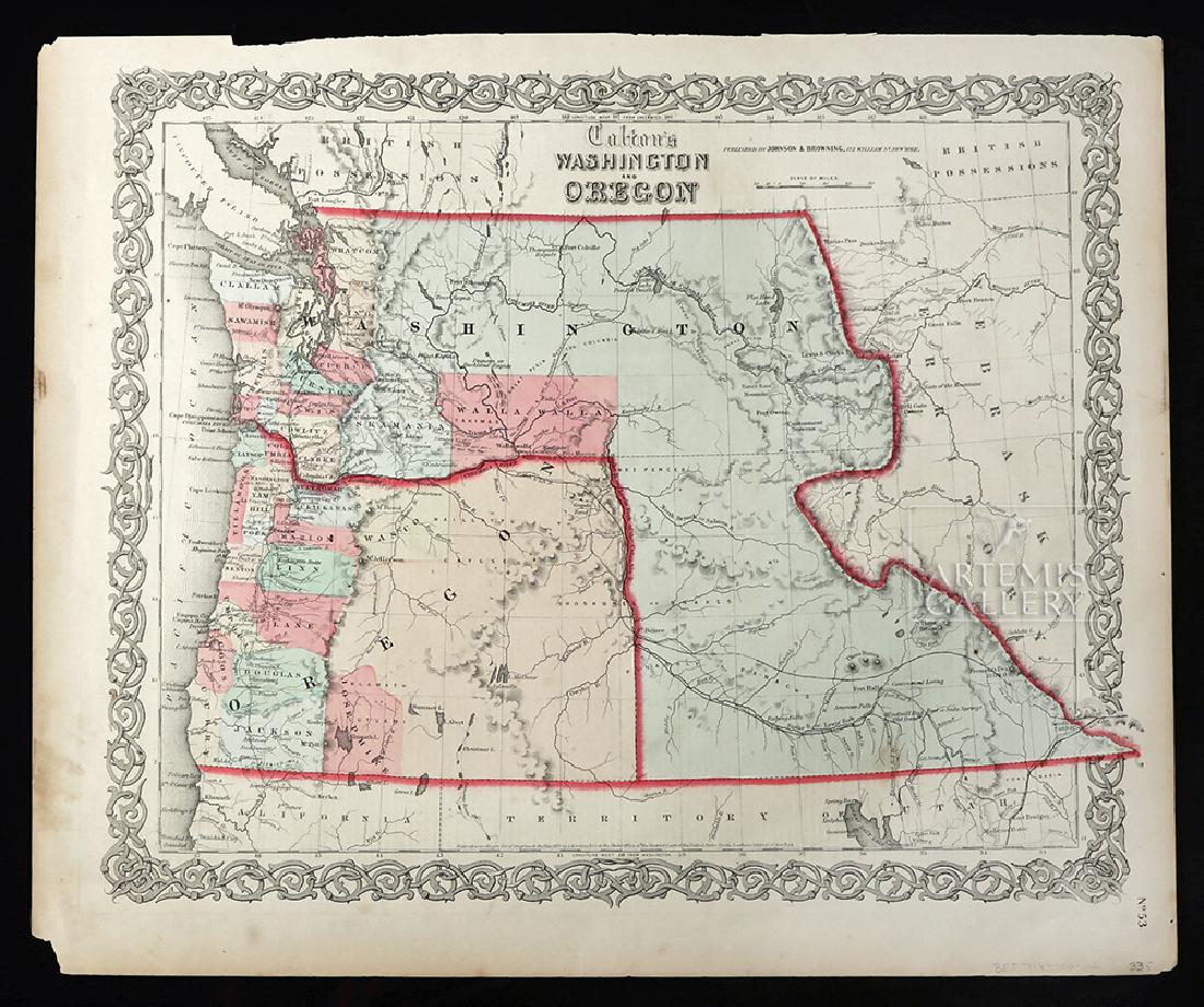 Colton's Map Of Washington And Oregon, 1853