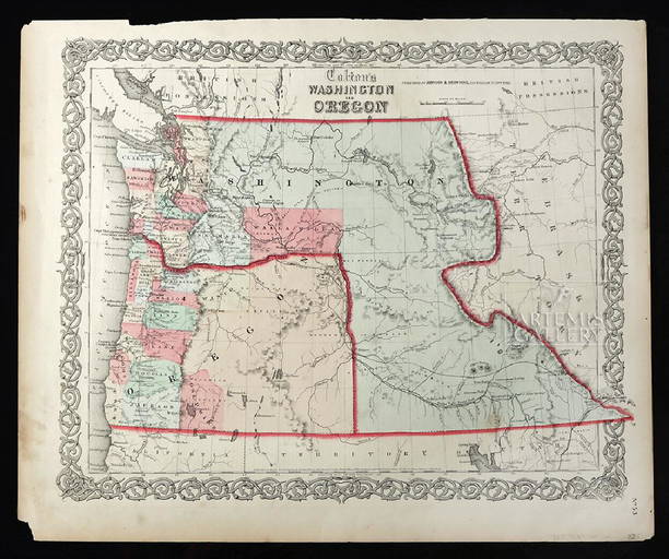 Colton's Map Of Washington And Oregon, 1853