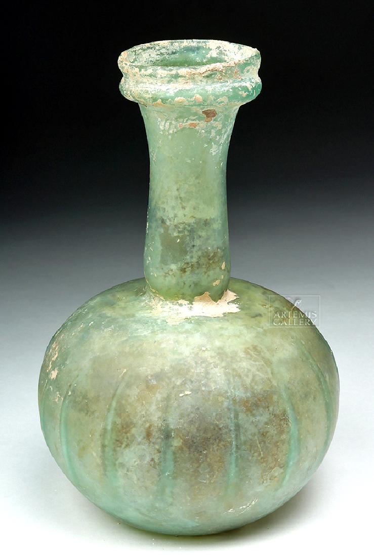 Tall Roman Glass Ribbed Vessel - Intact!