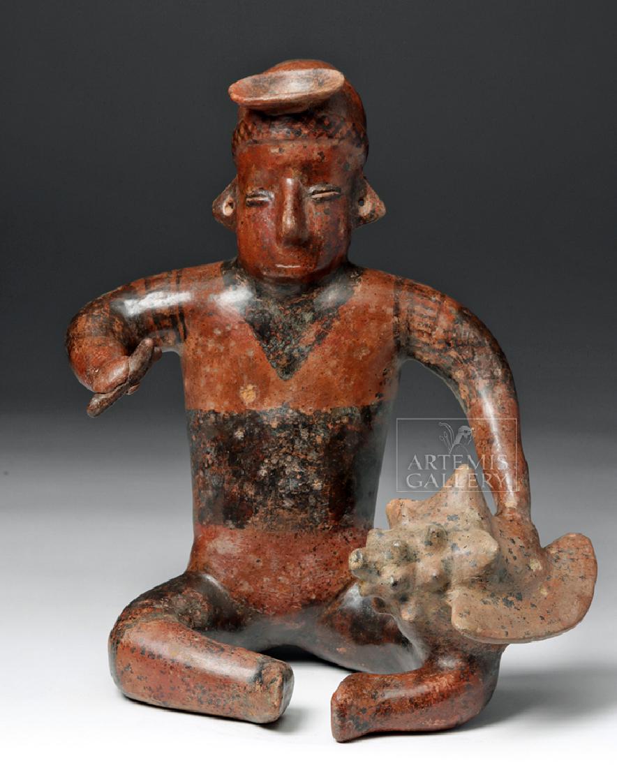 Colima Seated Musician w/ Conch Shell Instrument
