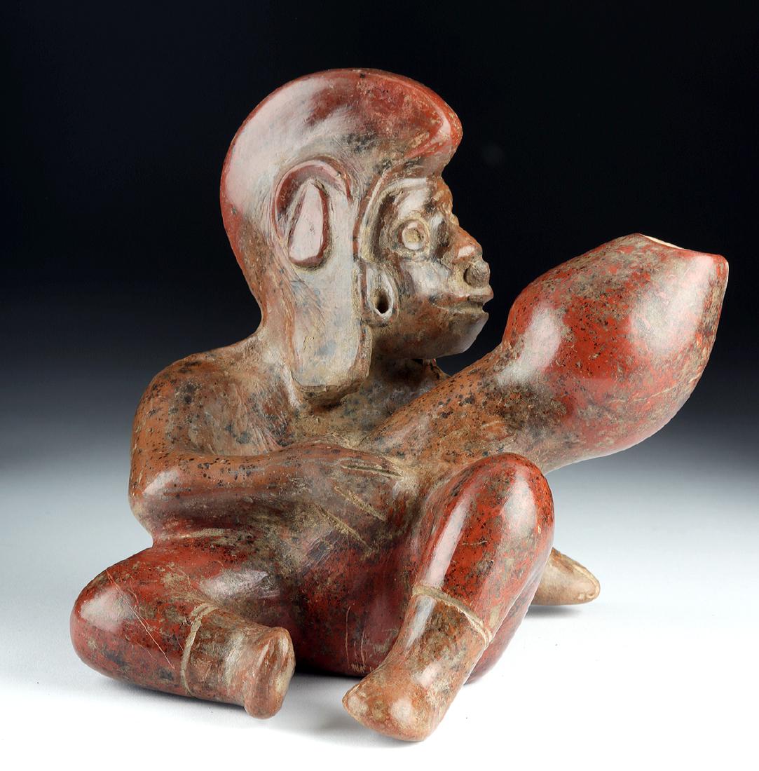 Important & Rare Colima Pottery Phallic Figural Vessel