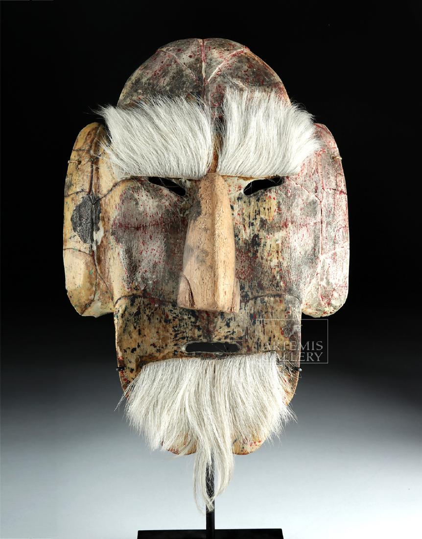 20th C. Native Alaskan Carved Turtle Carapace Mask