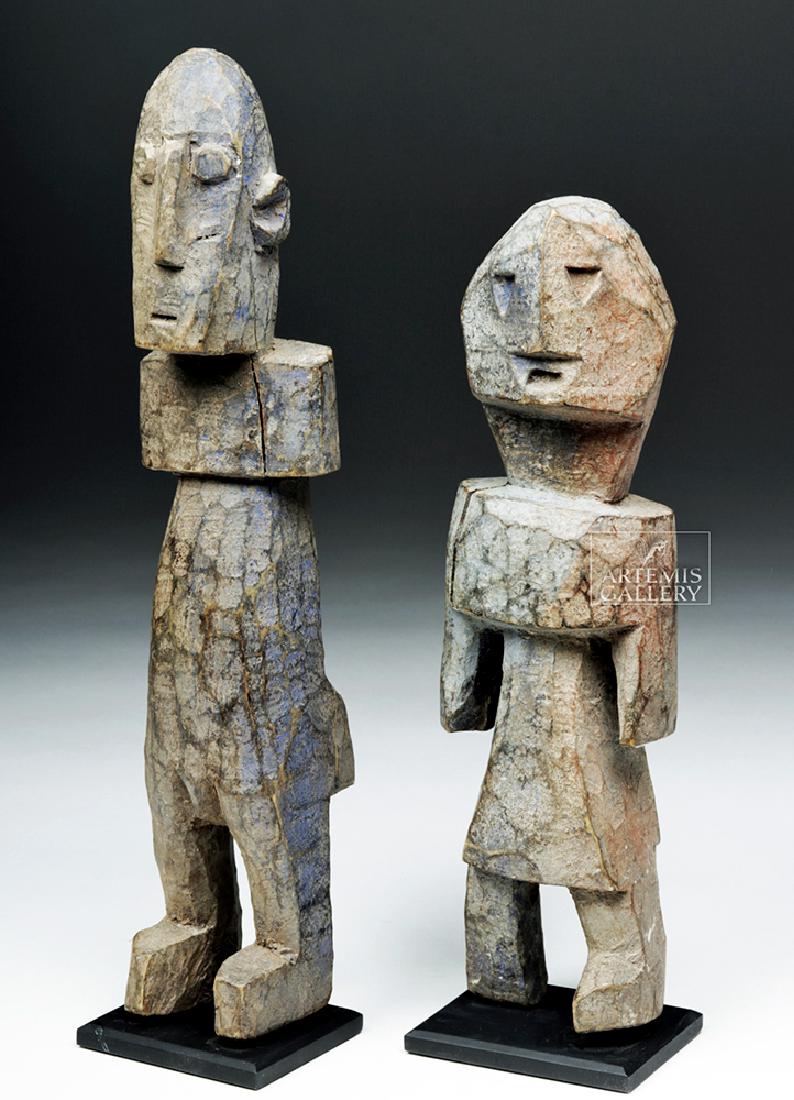 20th C. African Ga-Adangbe Wood Standing Male & Female
