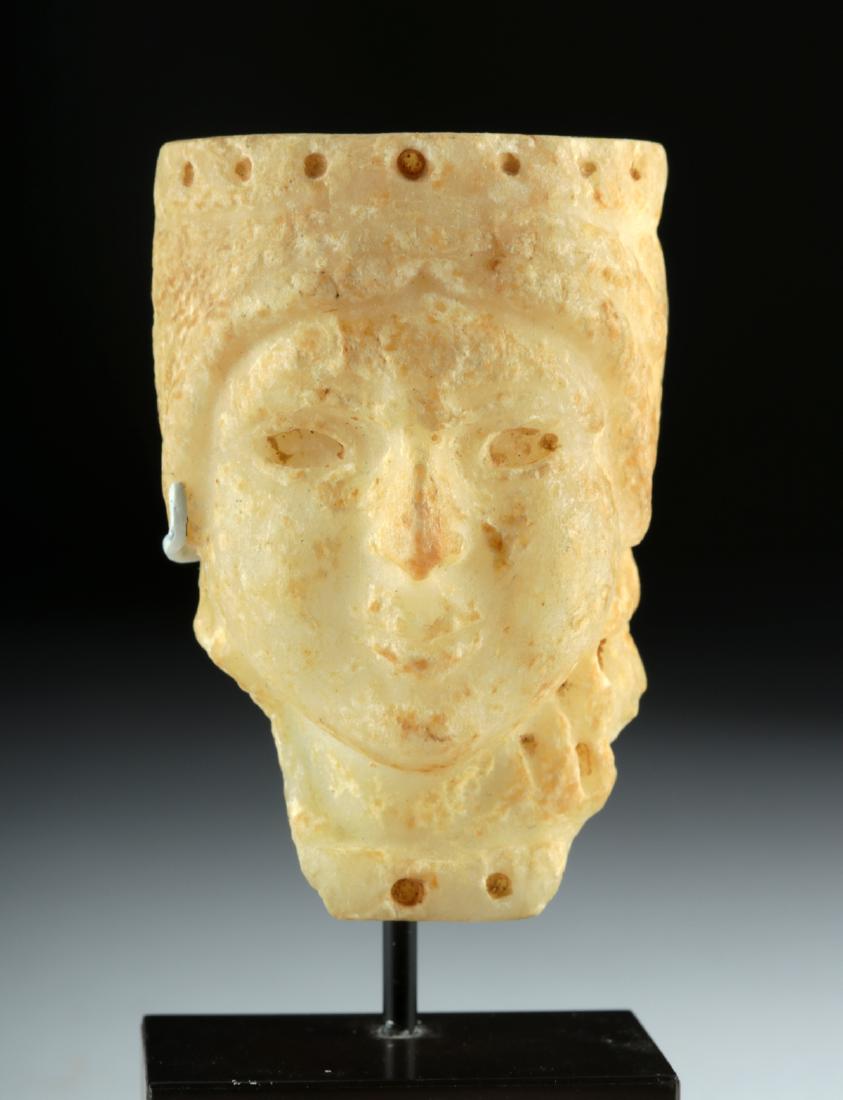 Babylonian Carved Alabaster Face of a Goddess