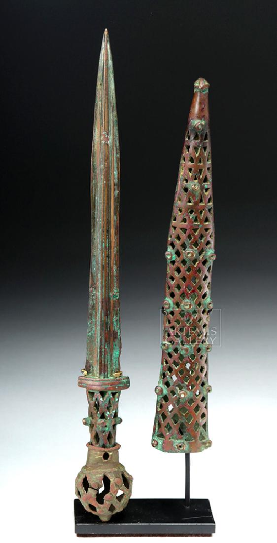 Very Rare Near Eastern Bronze Dagger & Sheath