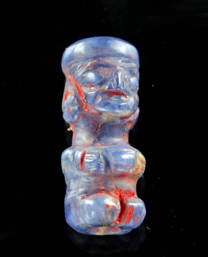 Incan Sodalite Figural Bead W/ Cinnabar