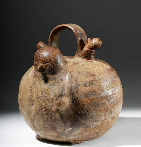 Calima Alcarraza Incised Redware Vessel Avians