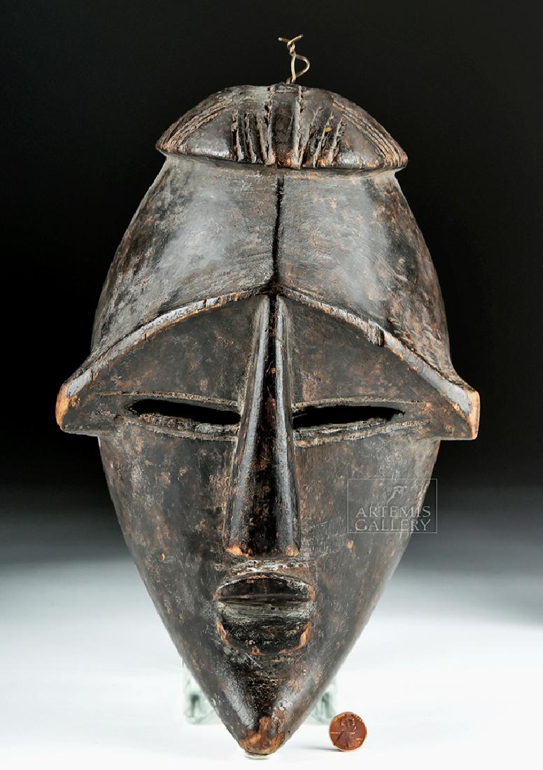 Mid-20th C. African Lwalwa Wooden Face Mask