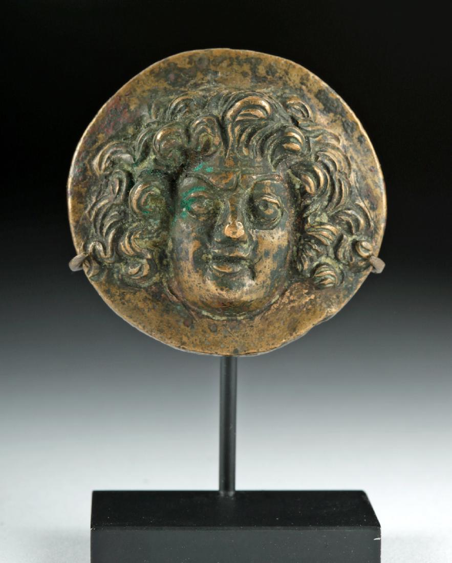 Roman Bronze Medallion W/ Face Of Medusa