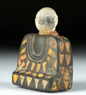 Ancient Bactrian / Bmac Stone Seated Idol Figure