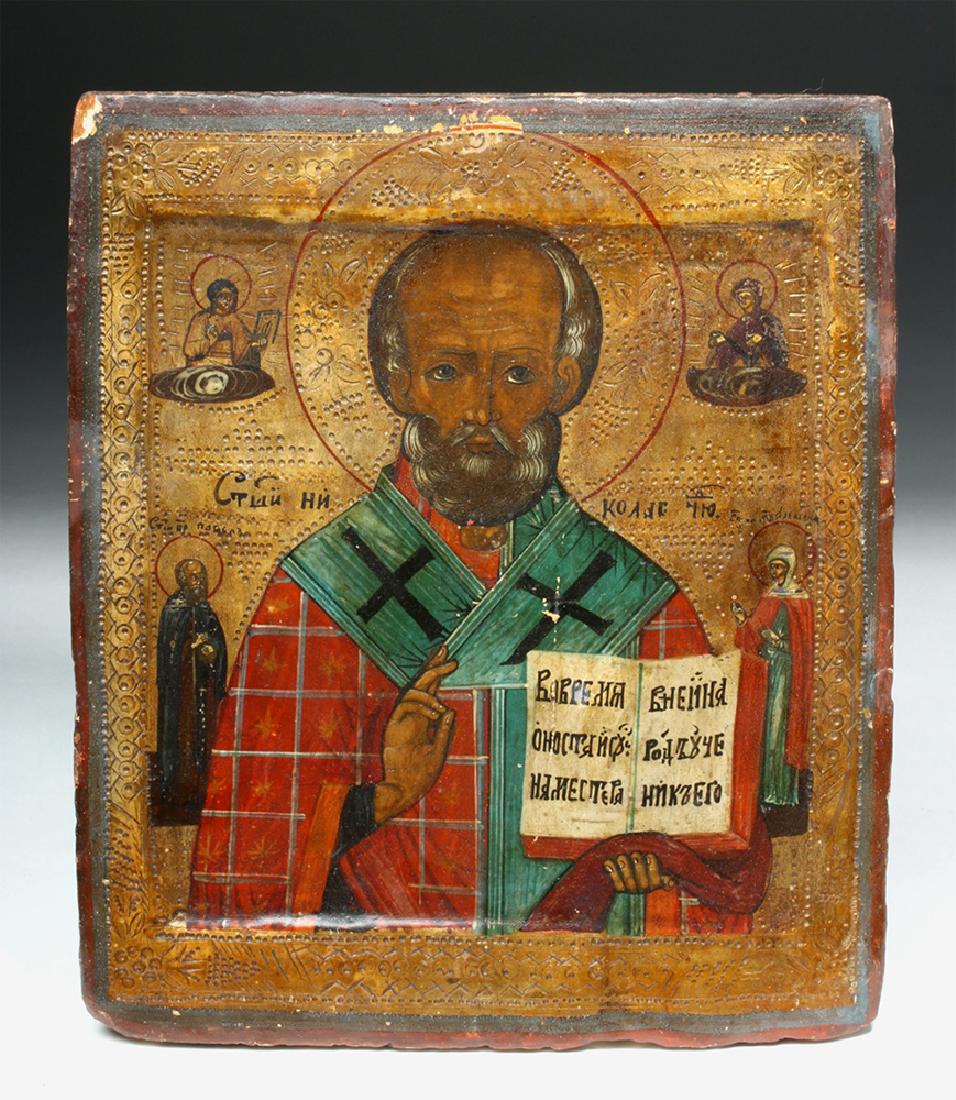 19th C. Russian Icon of Saint Nicholas