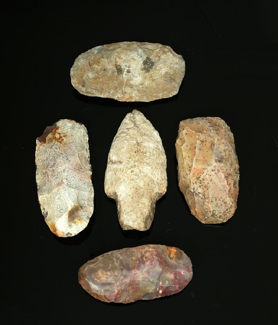 Five Native American Stone Tools - Archaic & Woodland