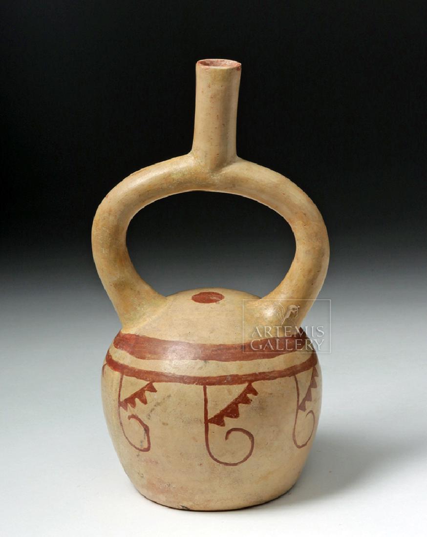 Moche Pottery Bichrome Fine Line Stirrup Jar