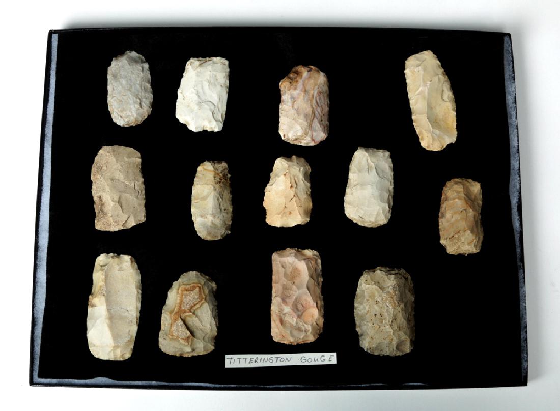 13 Native American Chert Gouges, Titterington / Sedalia