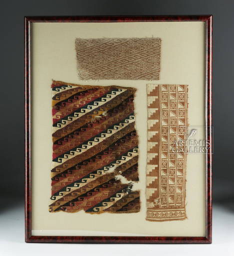 Three Framed Chimu Textile Fragments