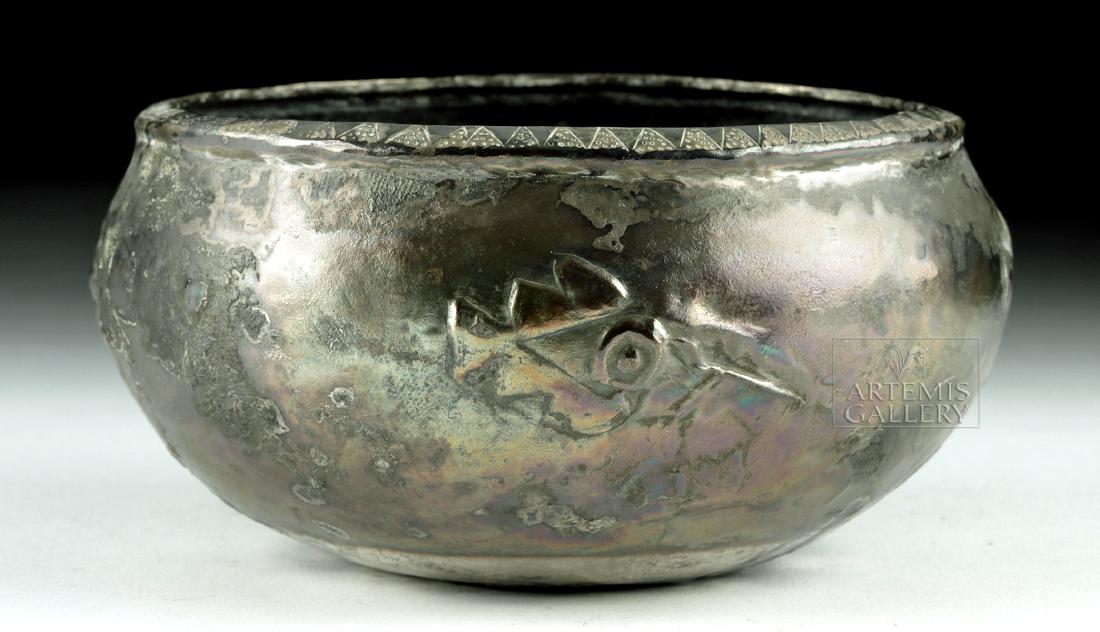 Chimu Inca Silver Bowl with Fish Motif - 90.9 grams