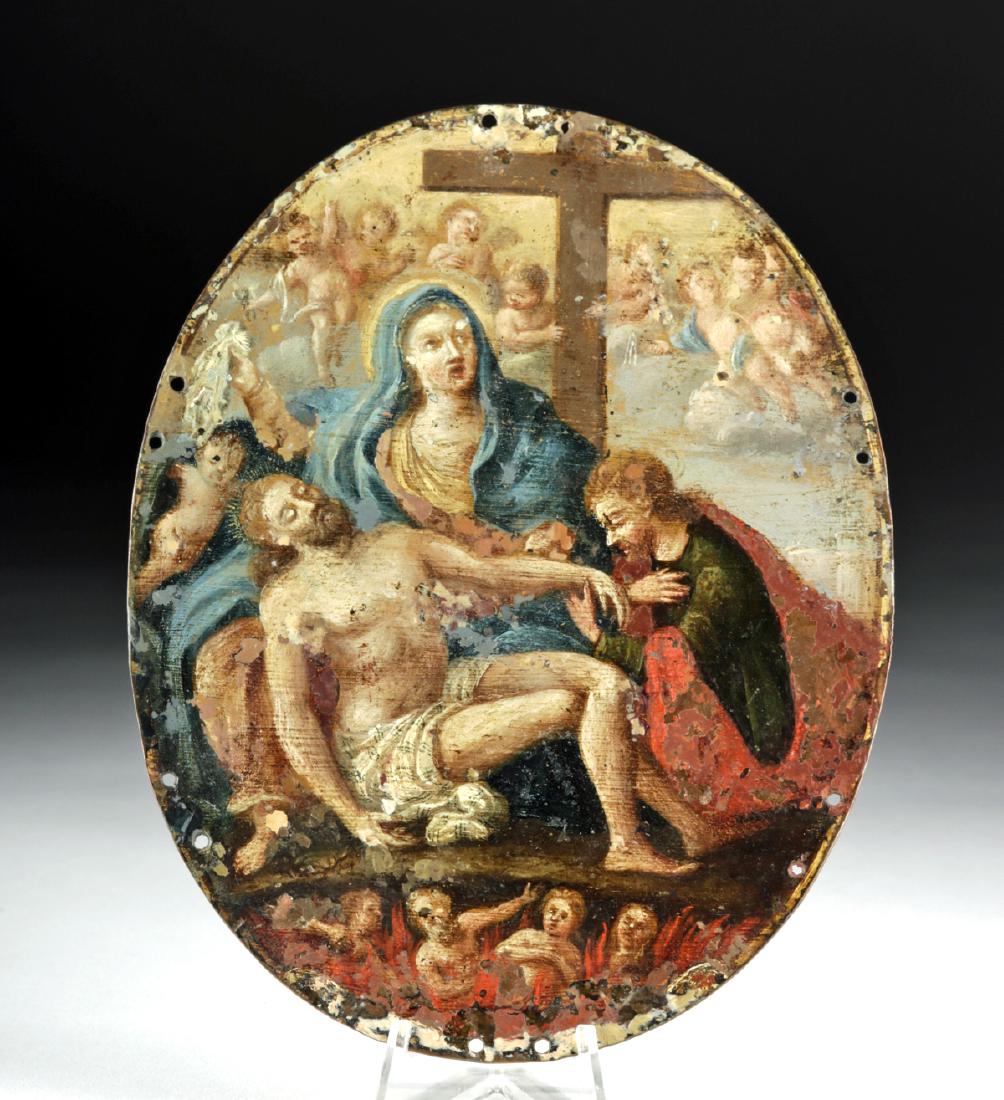 17th C. European Painting on Copper - Pieta