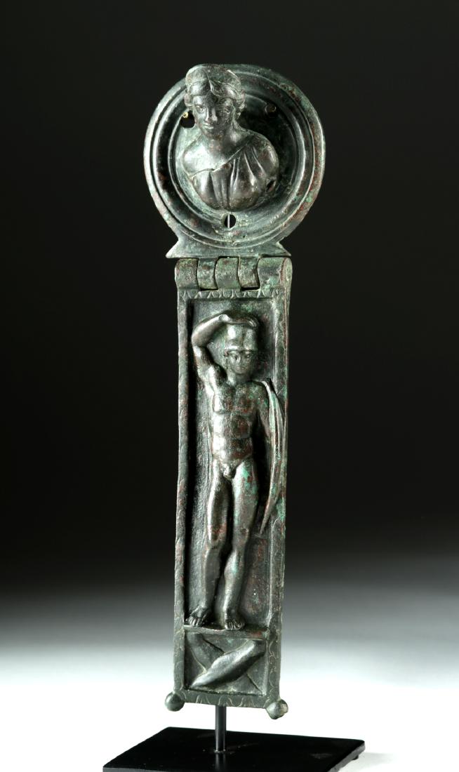 Fine Roman Bronze Furniture Latch - Minerva & Mars