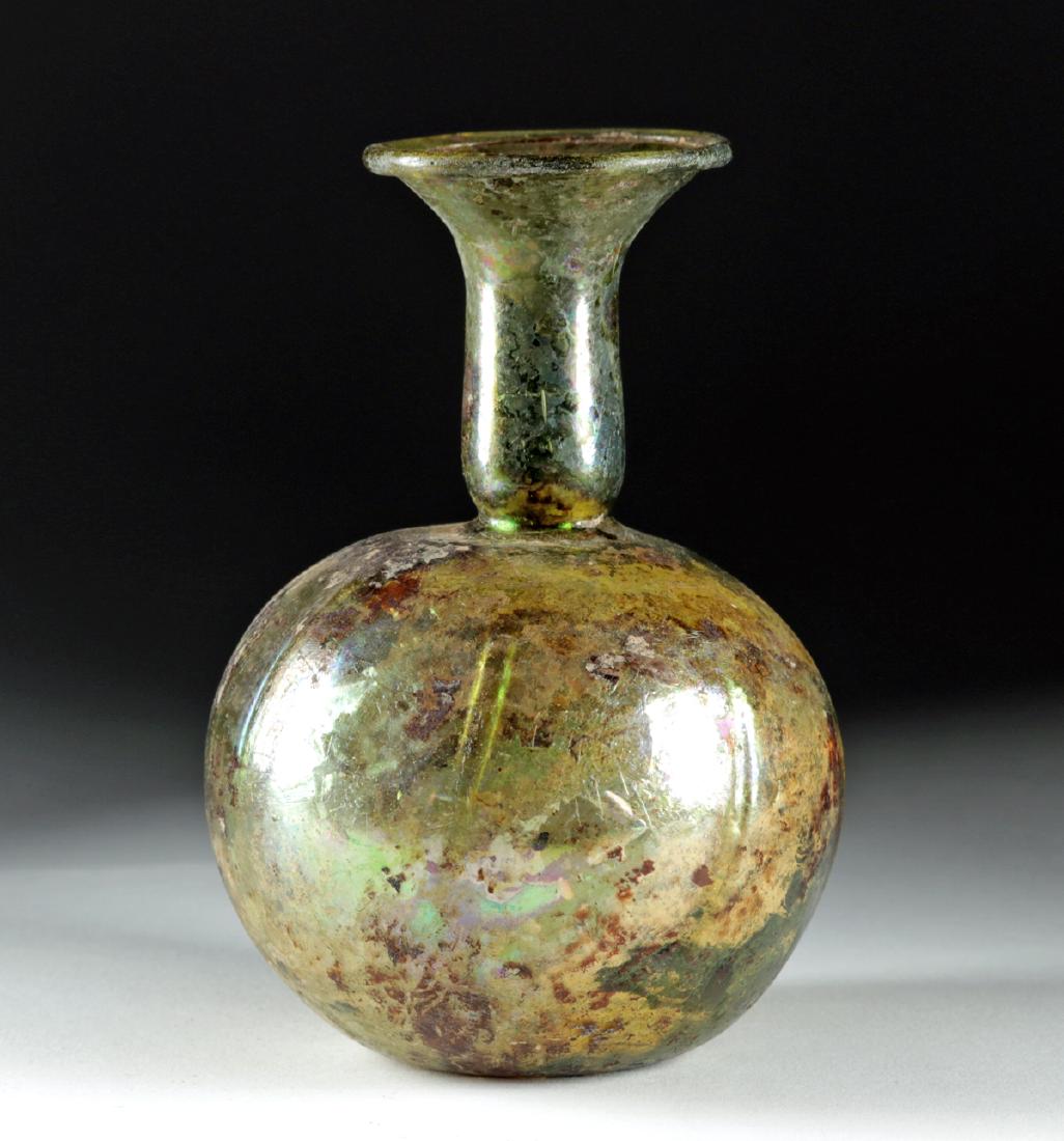 Roman Glass Ribbed Spherical Flask