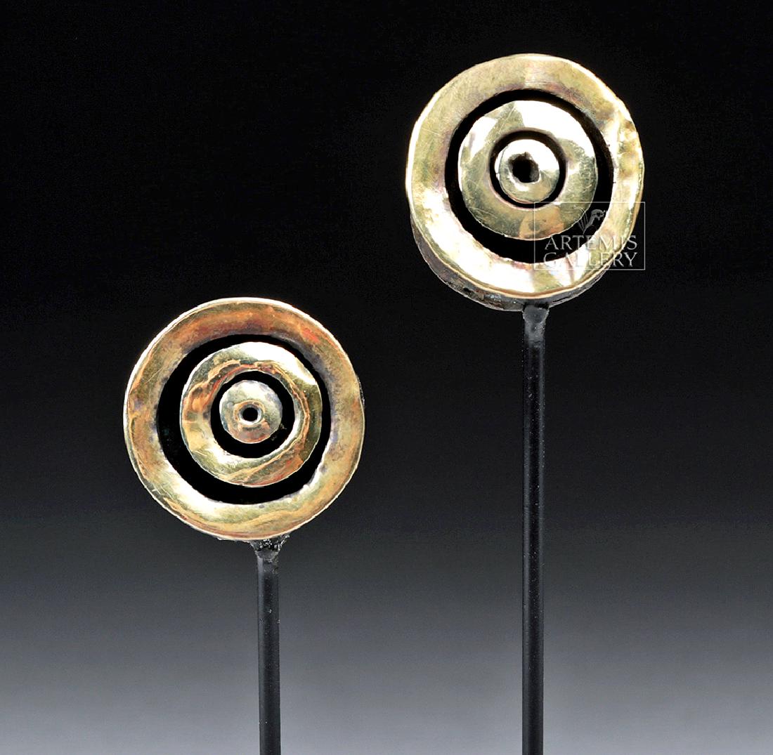 Pair Nazca Silver / Gold Ear Spools - XRF Tested