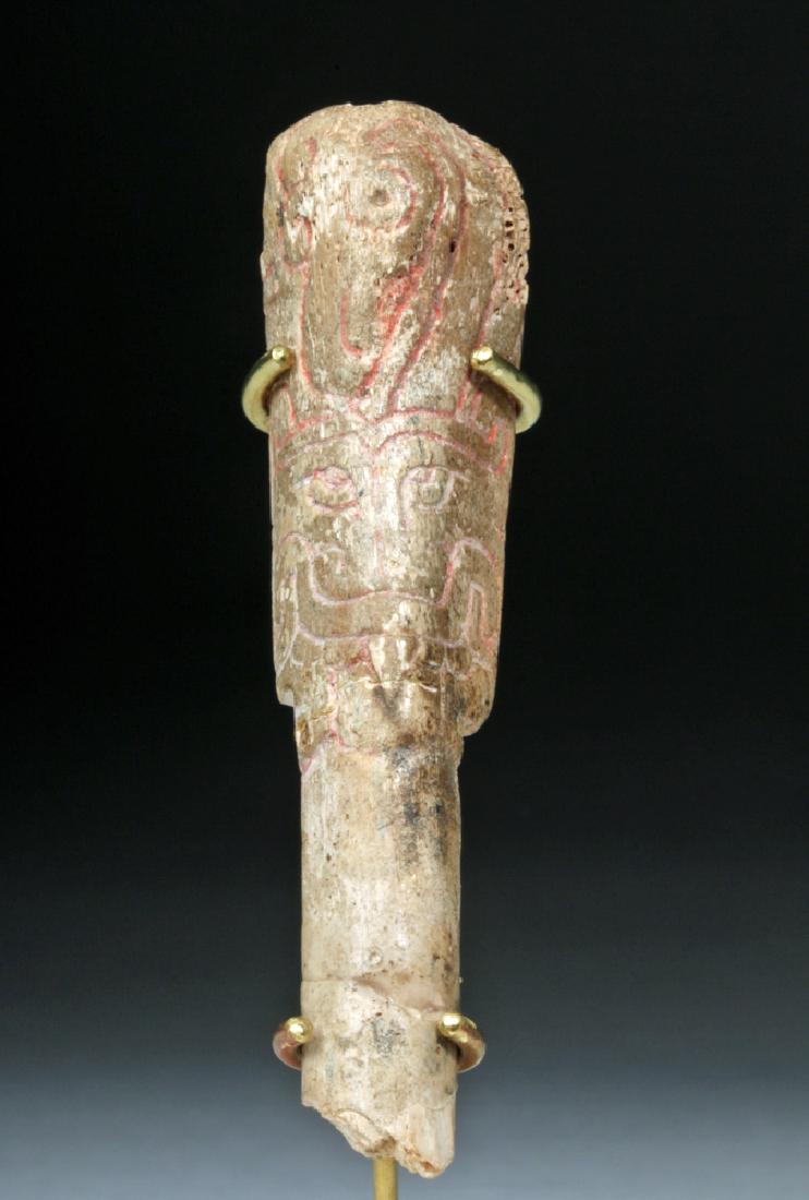 Chavin Camelid Bone Carving + Ink Drawing