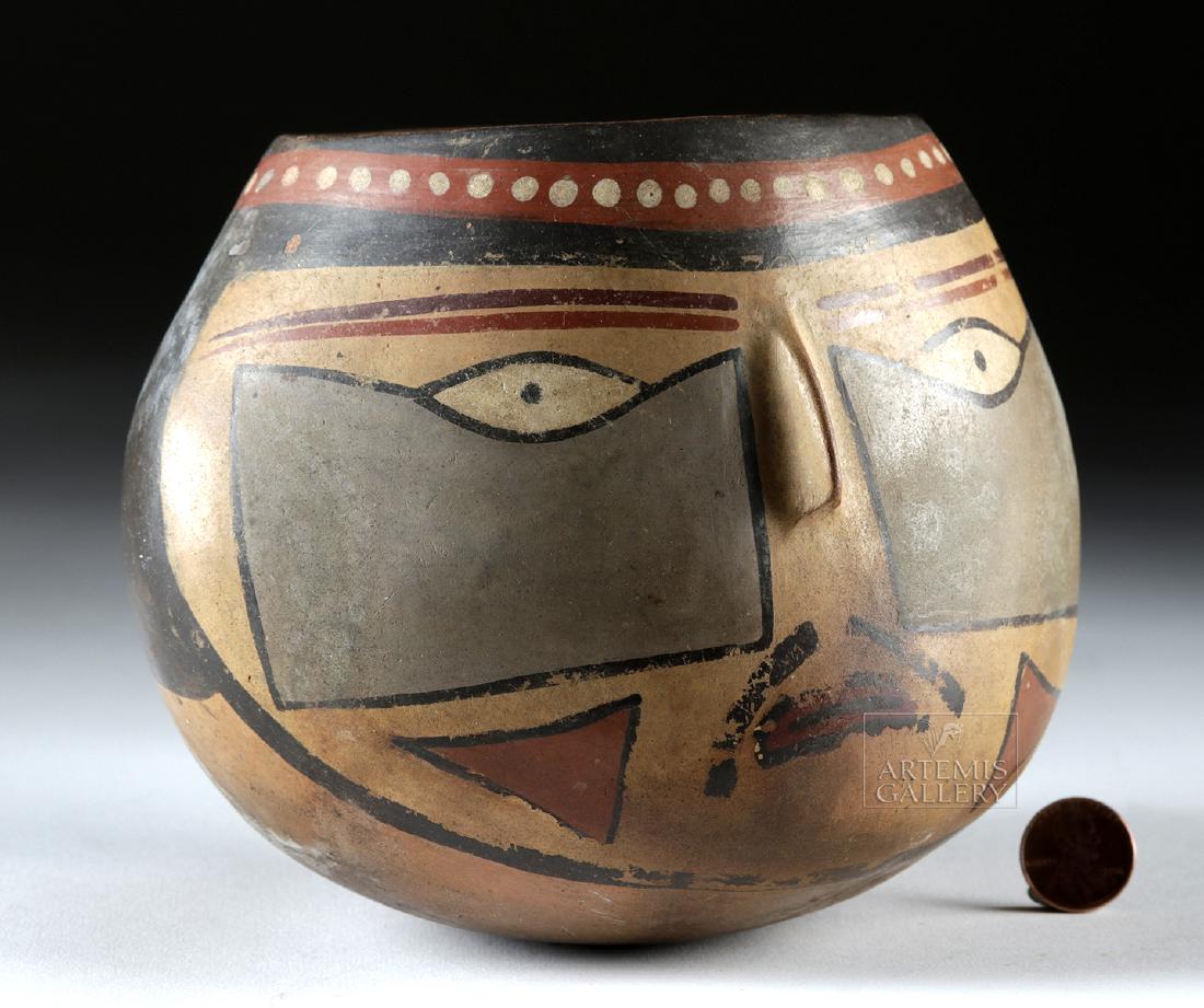 Nazca Pottery Trophy Head Vessel