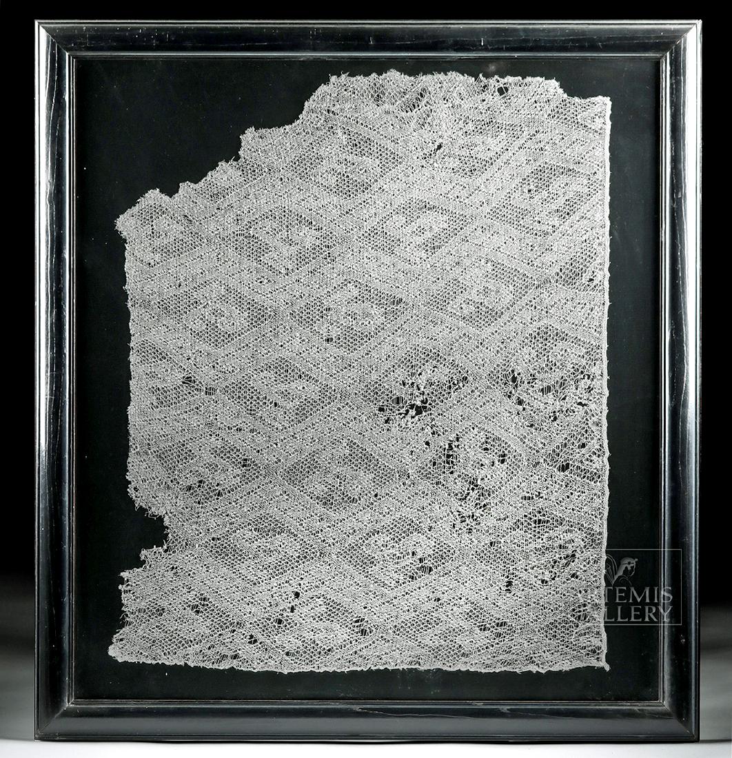 Framed Chancay Lace Textile - Zoomorphic Motifs