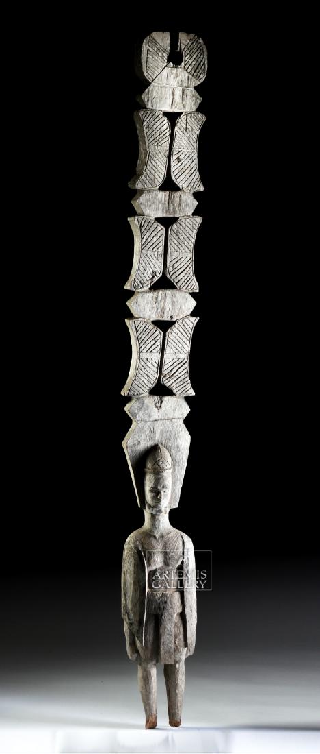20th C. Madagascar Mahafaly Wood Tomb Post (Aloalo)