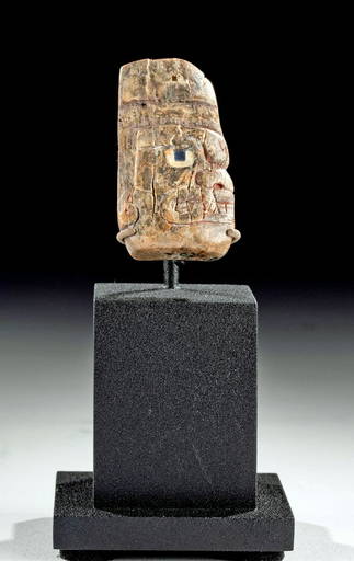 Chavin Bone Amulet Jaguar God Head W/ Inlays