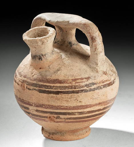 Greek Mycenaean Bi Chrome Stirrup Jar