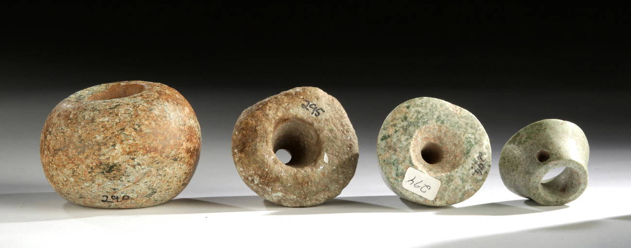 Mezcala Greenstone Earspools (3) + Mace Head