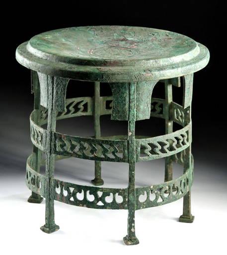 Rare Roman Bronze Stool W/ Removable Seat