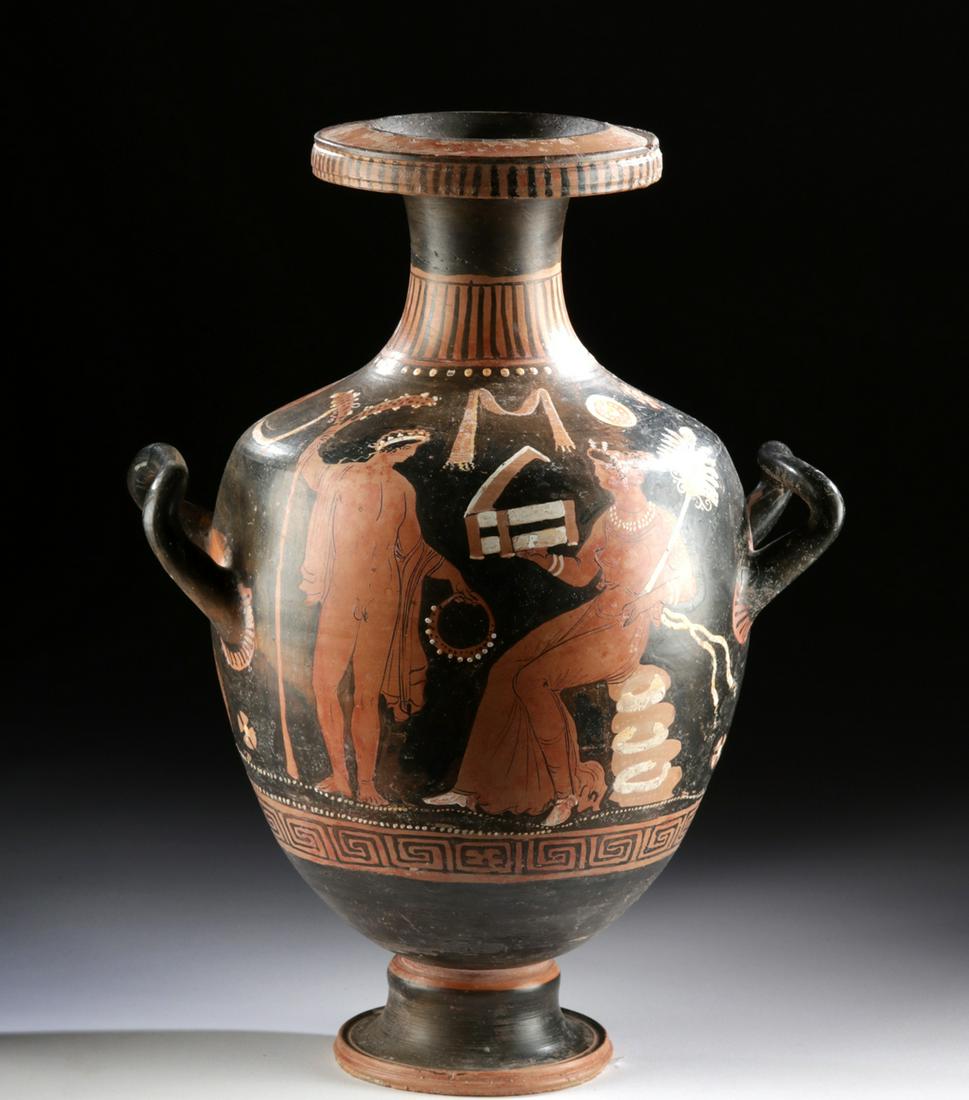 Very Fine Greek Apulian Red Figure Hydria