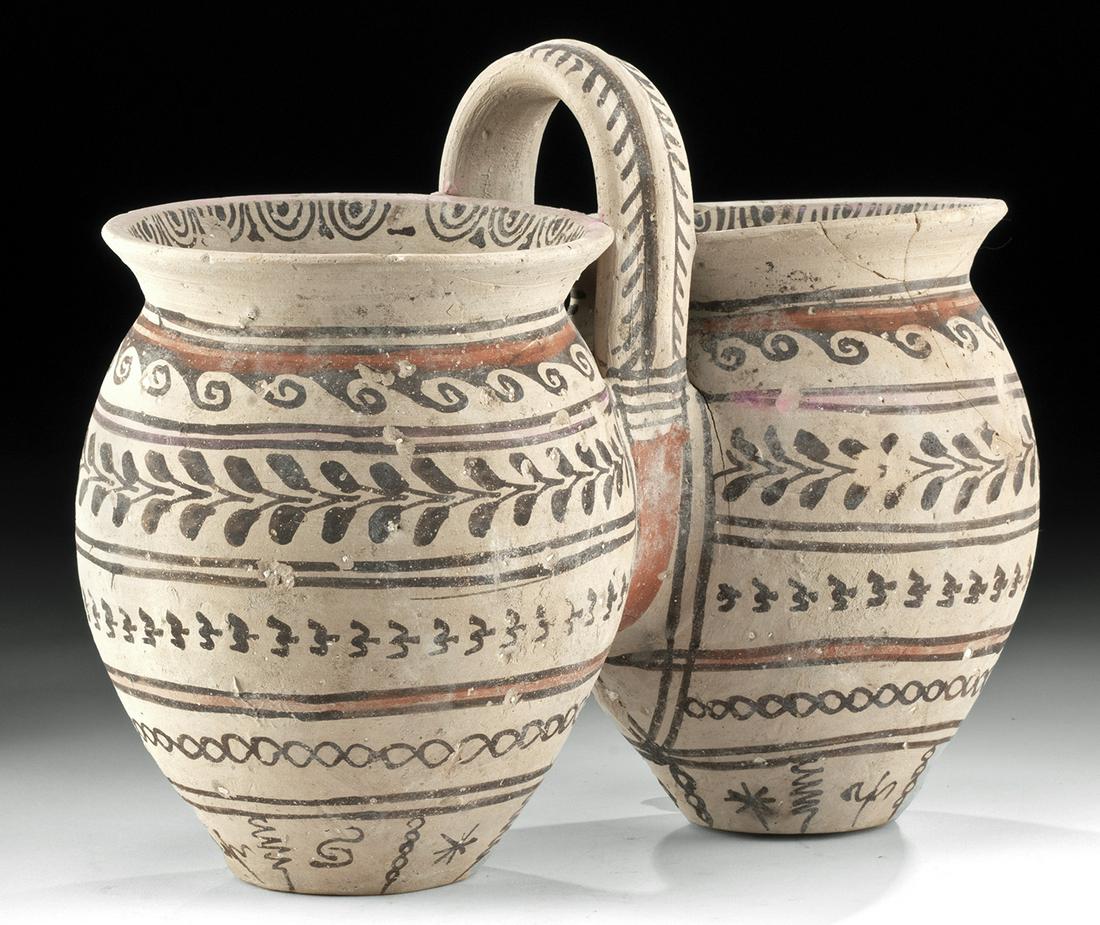 Greek Canosan Pottery Double Situla Amazing Pigments!