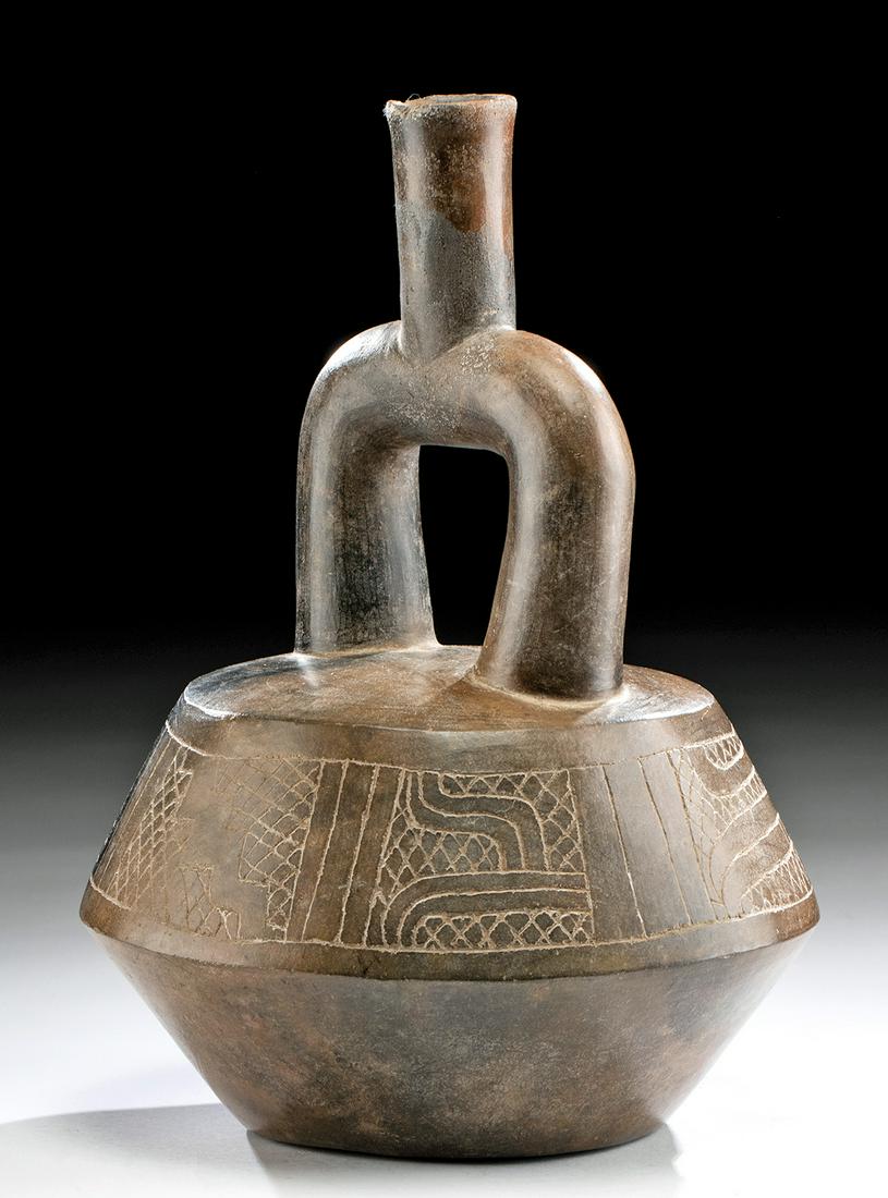 Chavin Brownware Stirrup Vessel w/ Incised Motifs - May 27, 2020 ...