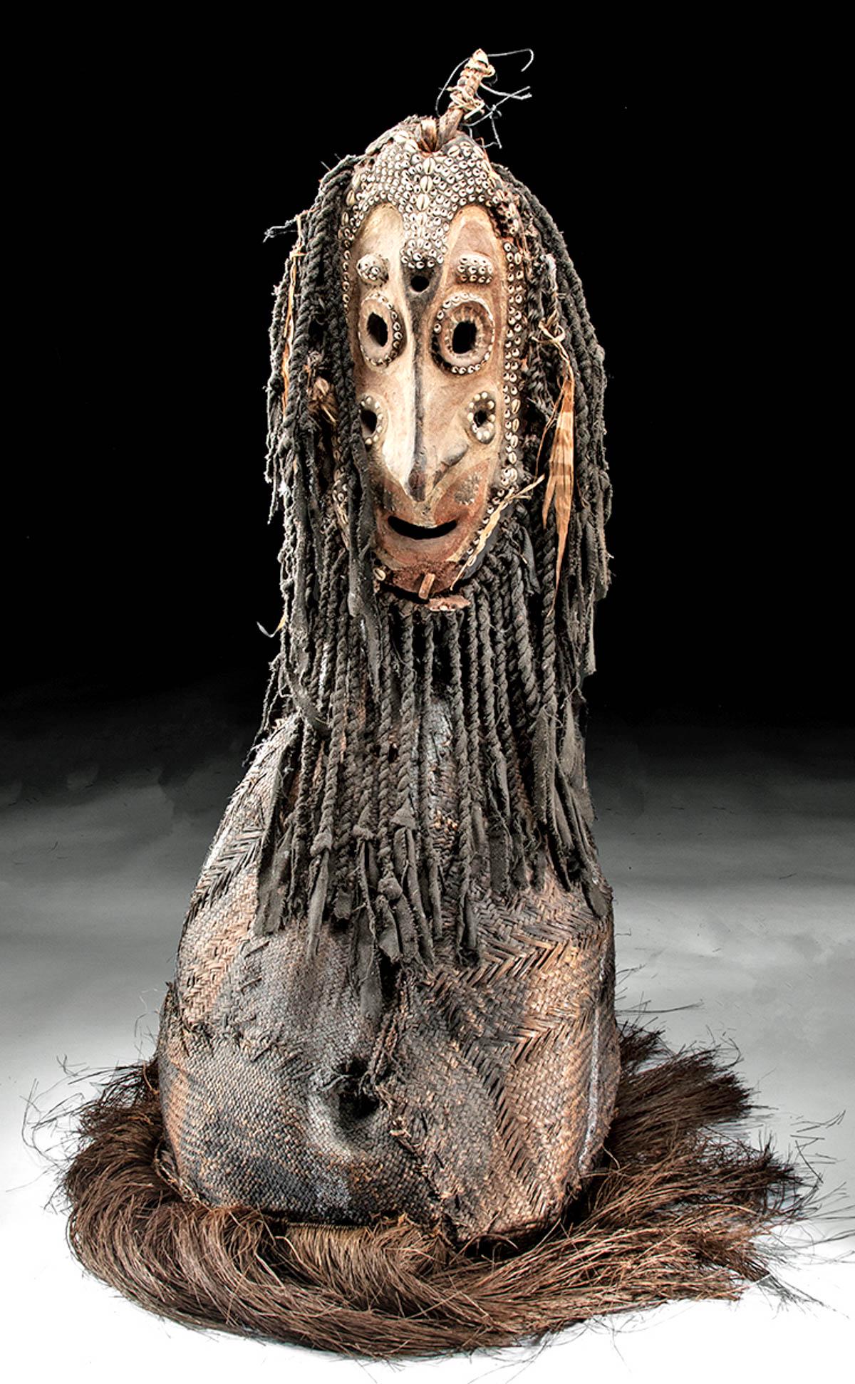 20th C. Papua New Guinea Rattan / Clay Dance Mask