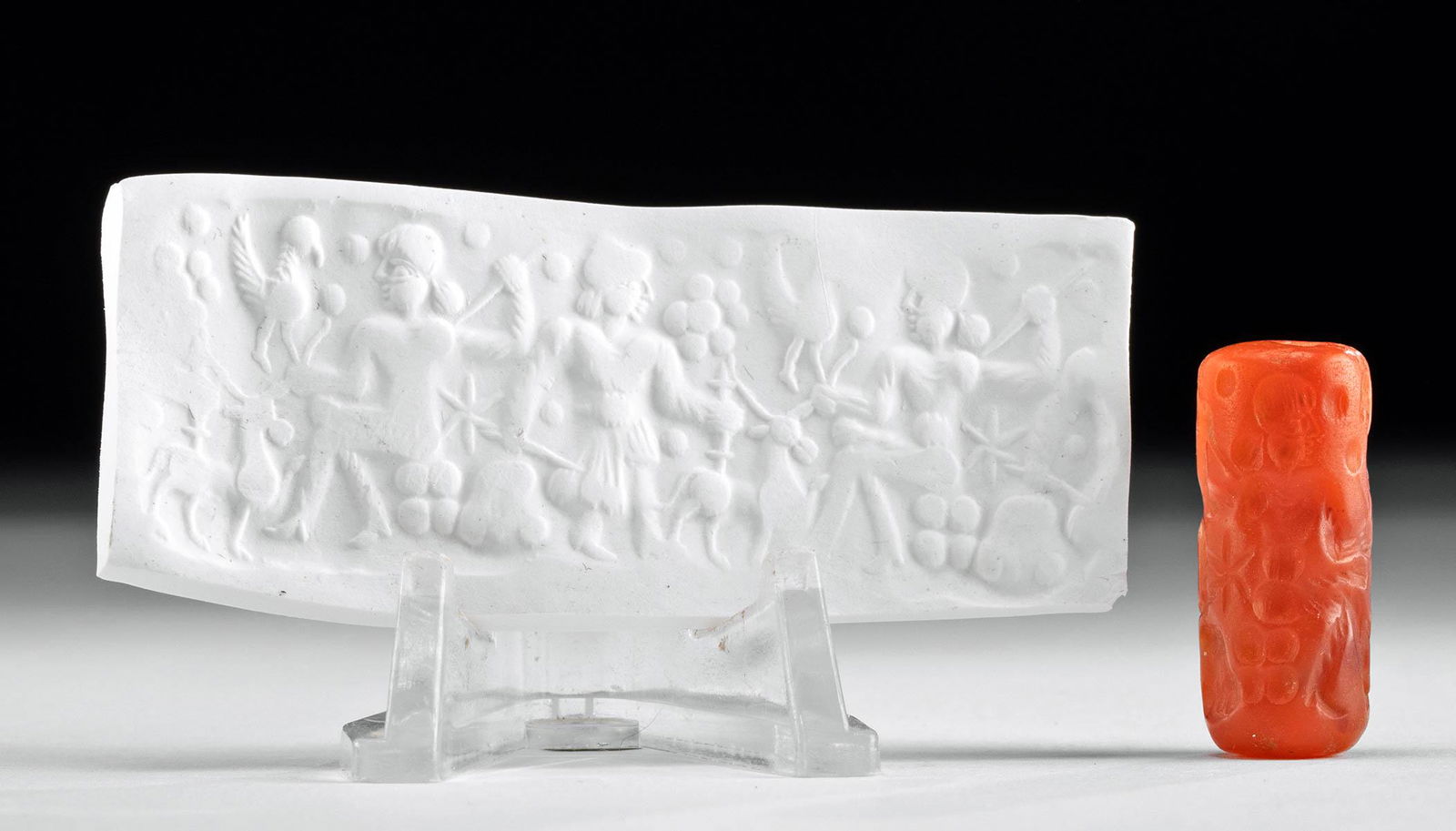 Bactrian Carnelian Cylinder Seal Figures & Animals