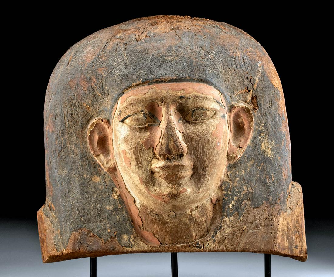 Impressive Egyptian Wood Sarcophagus Male Head - Aug 27, 2020 | Artemis ...