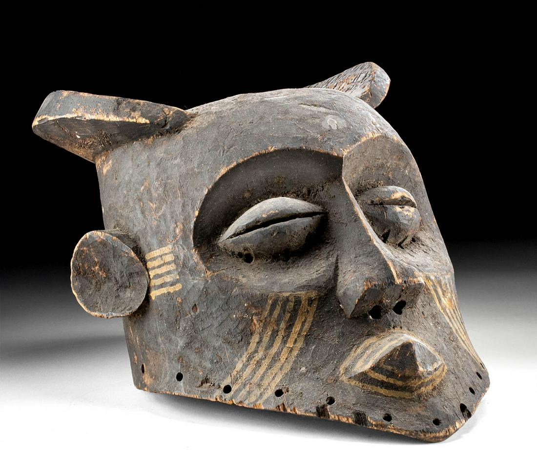 20th C. African Kuba Wood Bwoom Mask