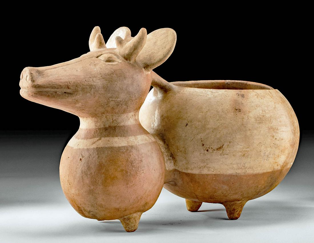 Chancay Pottery Double Vessel W/ Deer