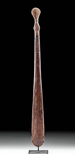 Impressive 20th C. Png Sepik River Wood Sago Stirrer