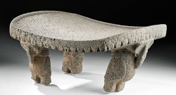 Rare Costa Rican Stone Metate W/ Owl Legs