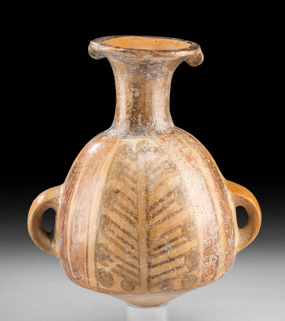 Inca Pottery Aryballos / Urpu With Vegetal Motif