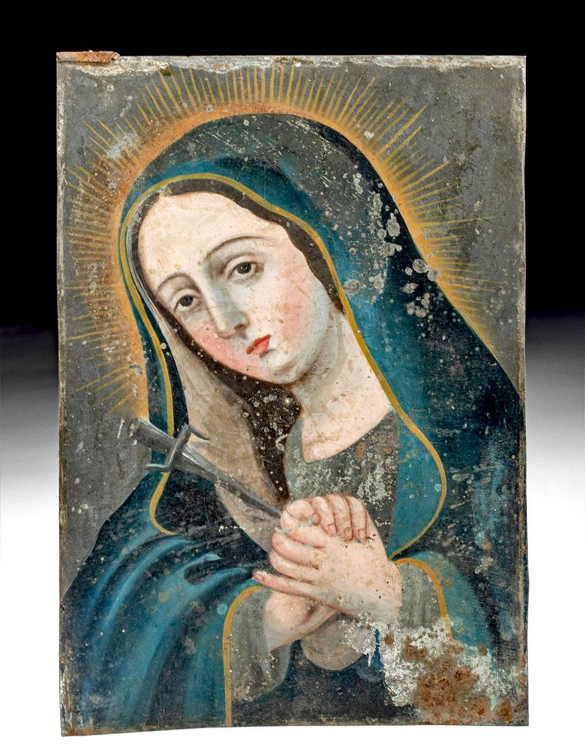 Antique Mexican Retablo Mater Dolorosa