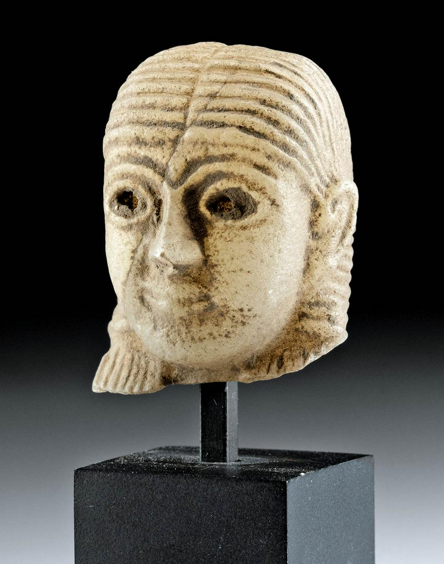 Fine Mesopotamian Alabaster Head - Female Worshipper | Barnebys