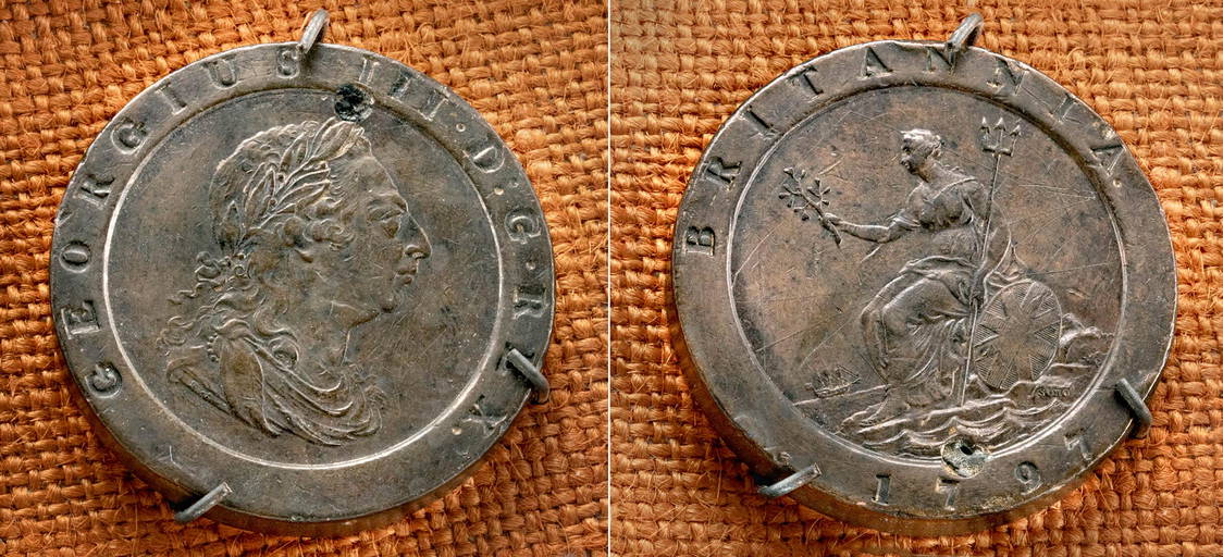 1797 English Copper Two Pence Cartwheel Coin W/ Frame